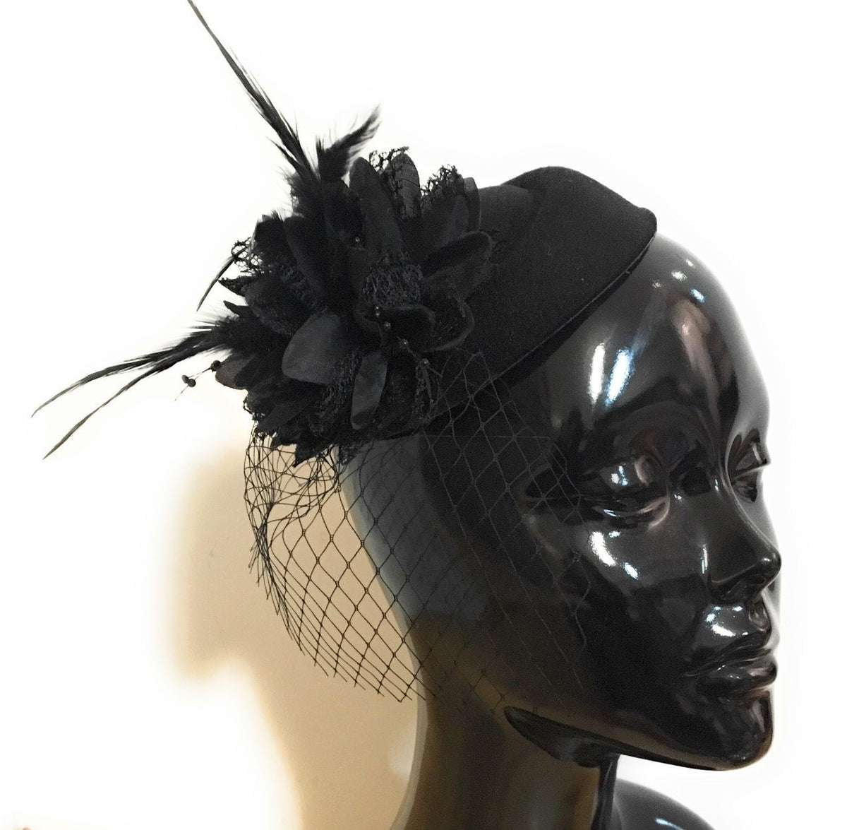 Caprilite UK Online | Caprilite Black Fascinator Hat Pill Box Flower ...